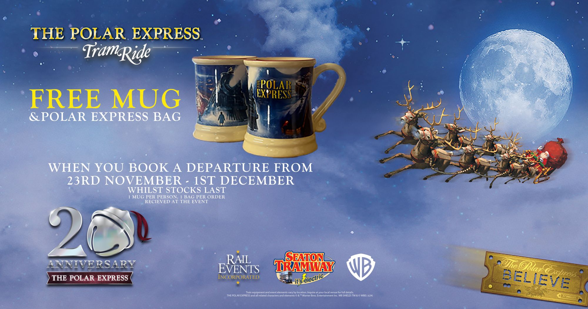 The Polar Express™ Tram Ride at Seaton Tramway, Devon this Christmas